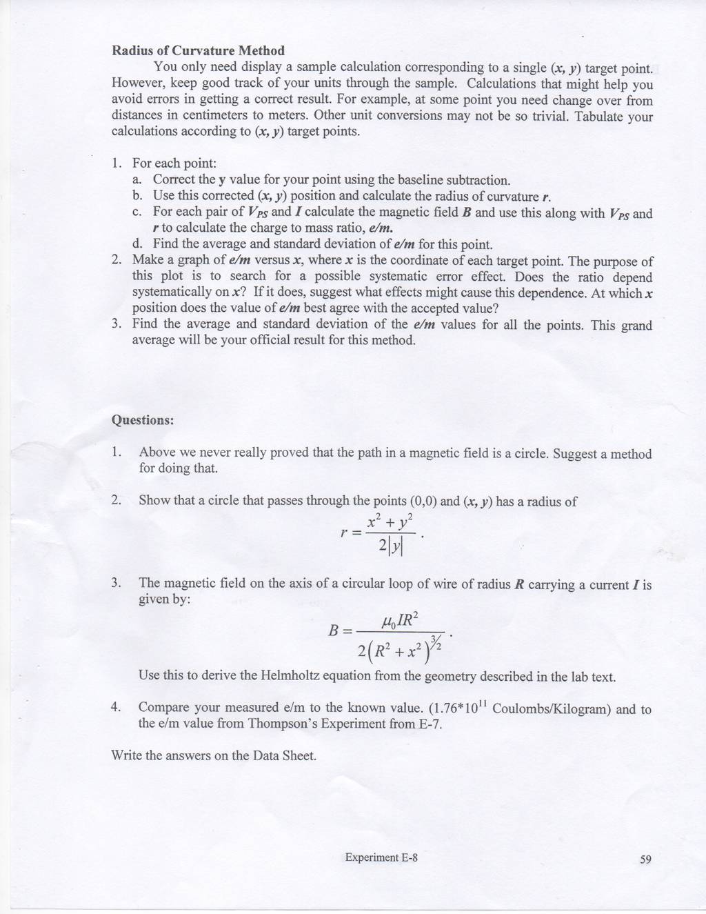 Solving three questions for physics lab | Applied Sciences homework help
