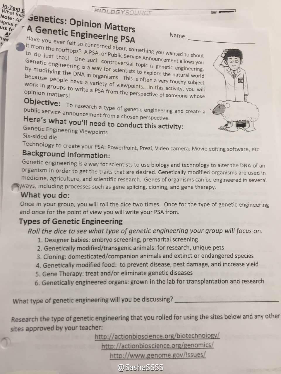 Genetics: opinion matters a genetic engineering psa | Biology homework help